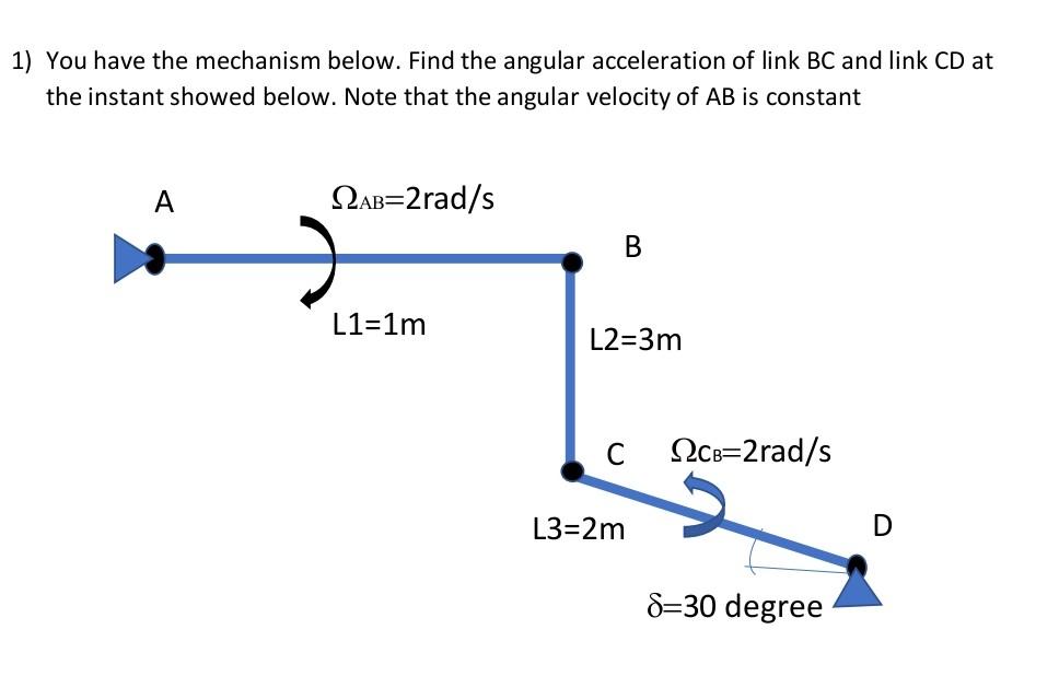 Solved 1) You have the mechanism below. Find the angular | Chegg.com