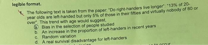 Solved legible format. The following text is taken from the | Chegg.com