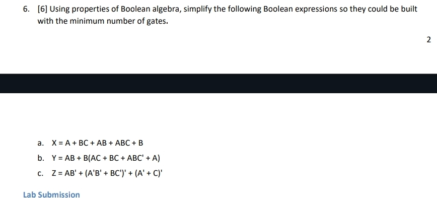 Solved 6 using Properties Of Boolean Algebra Simplify 2485
