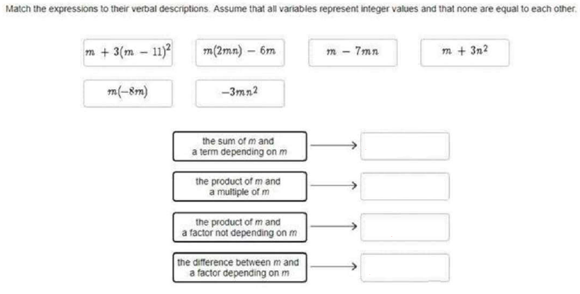 Solved Match the expressions to their verbal descriptions. | Chegg.com