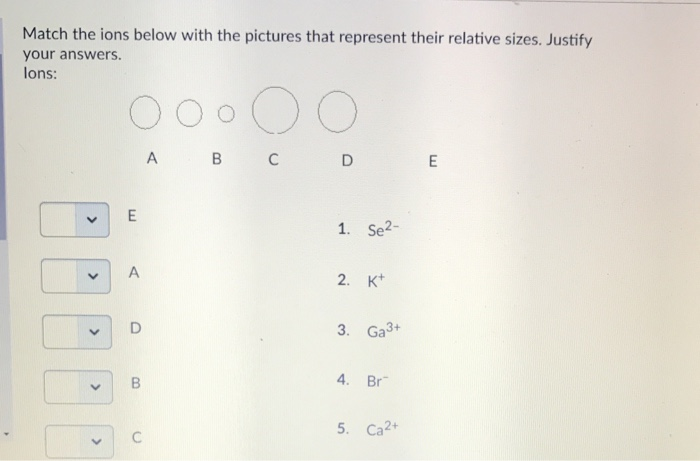 Solved Match the ions below with the pictures that represent | Chegg.com