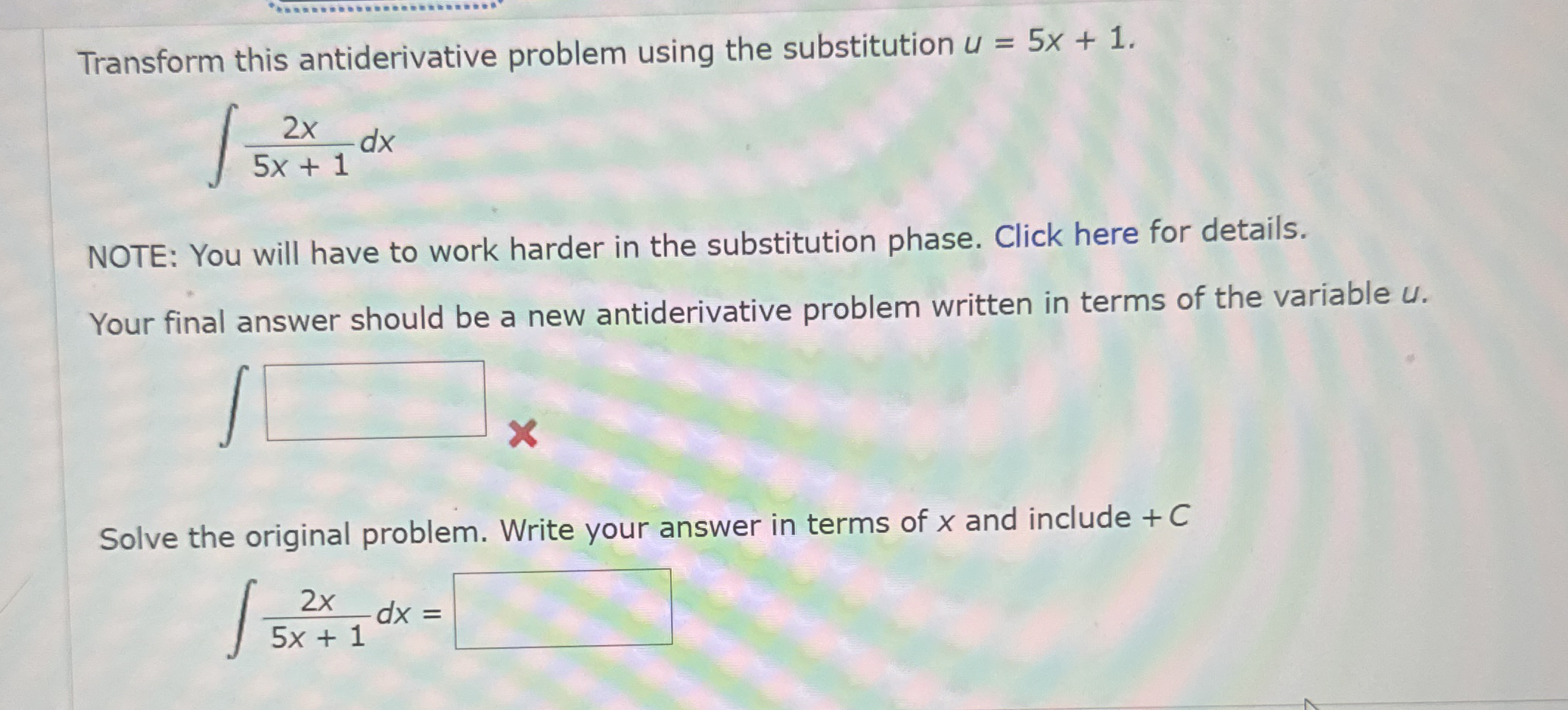 Solved Transform this antiderivative problem using the | Chegg.com