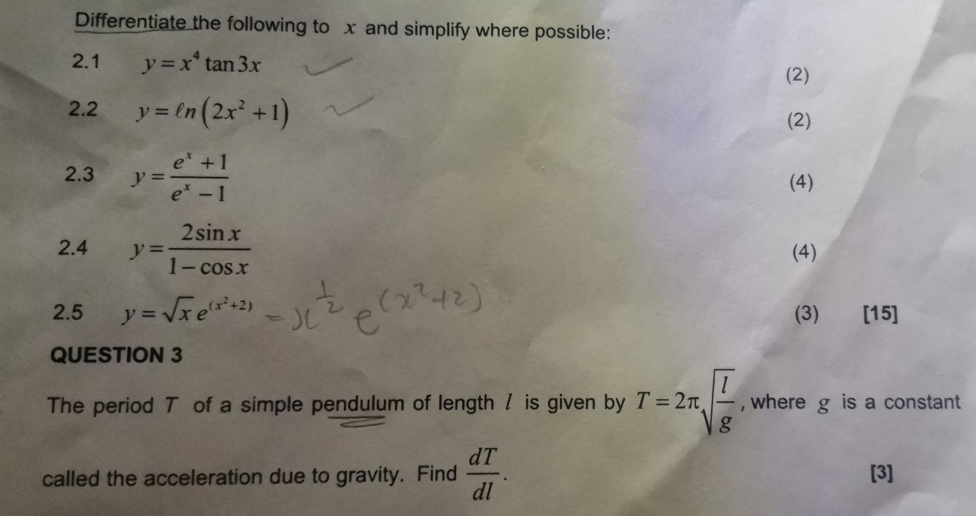 Solved Differentiate the following to x and simplify where | Chegg.com