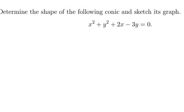 Solved Determine the shape of the following conic and sketch | Chegg.com