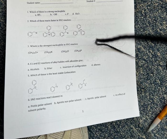 Solved 1. Which of these is a strong nucleophile a. BF3 b. | Chegg.com