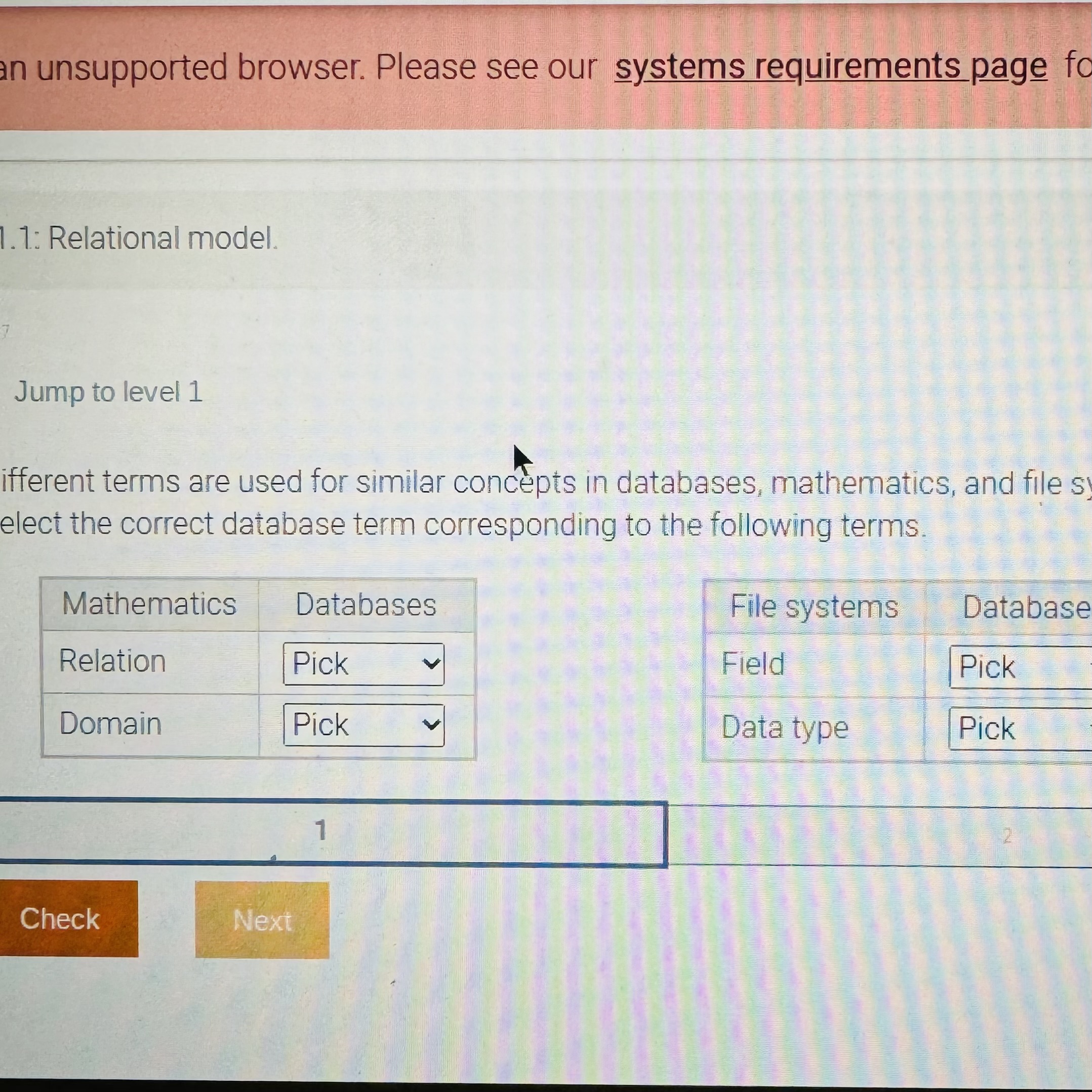 Solved 1 1 Relational Model Jump To Level 1ifferent Terms