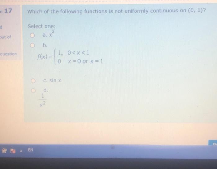 Solved en 17 Which of the following functions is not | Chegg.com