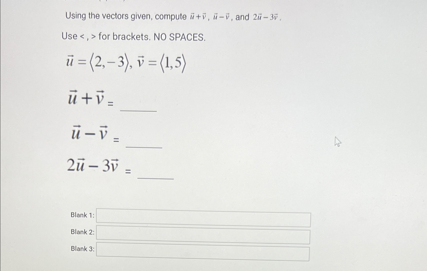 Solved Using the vectors given, compute | Chegg.com