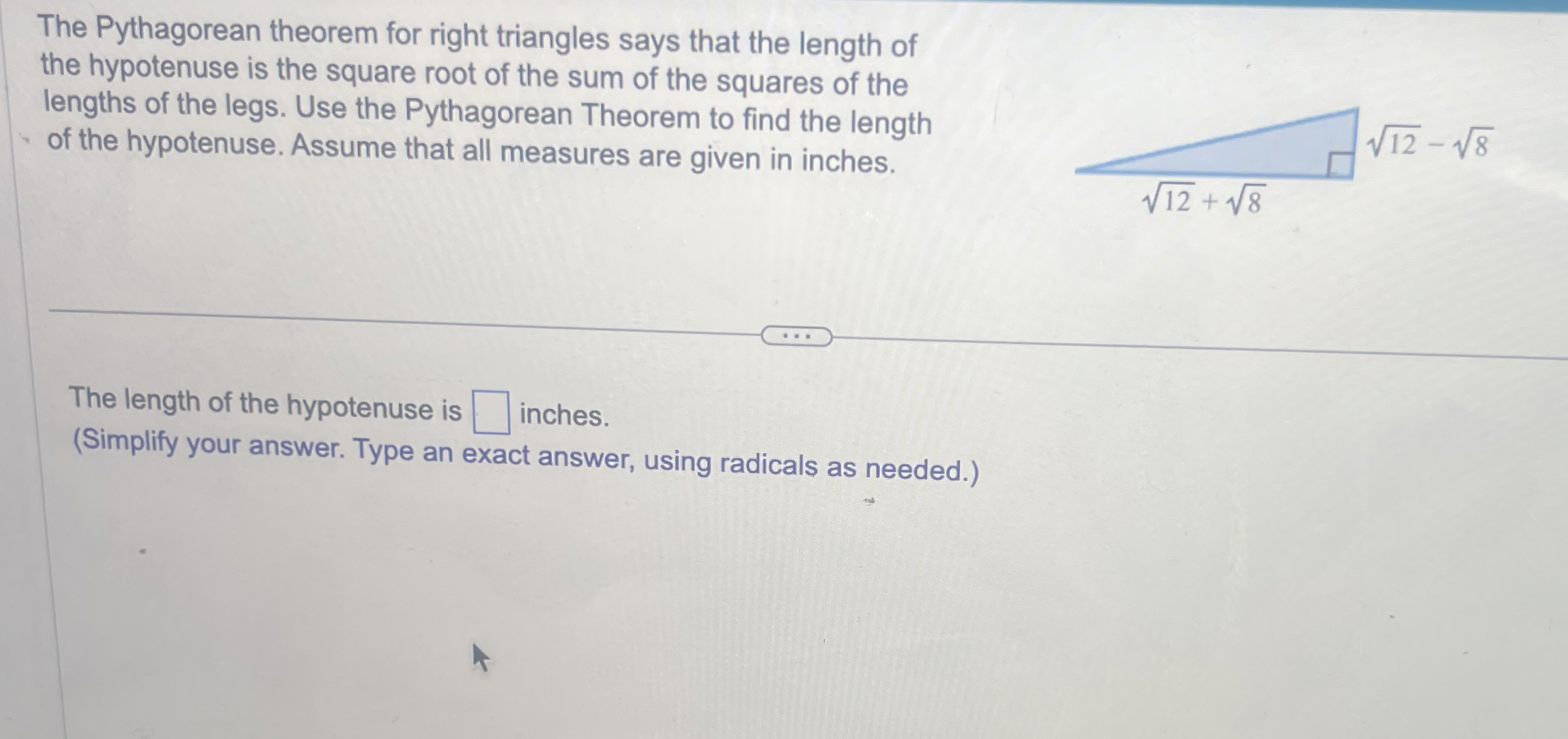 Solved The Pythagorean theorem for right triangles says that | Chegg.com