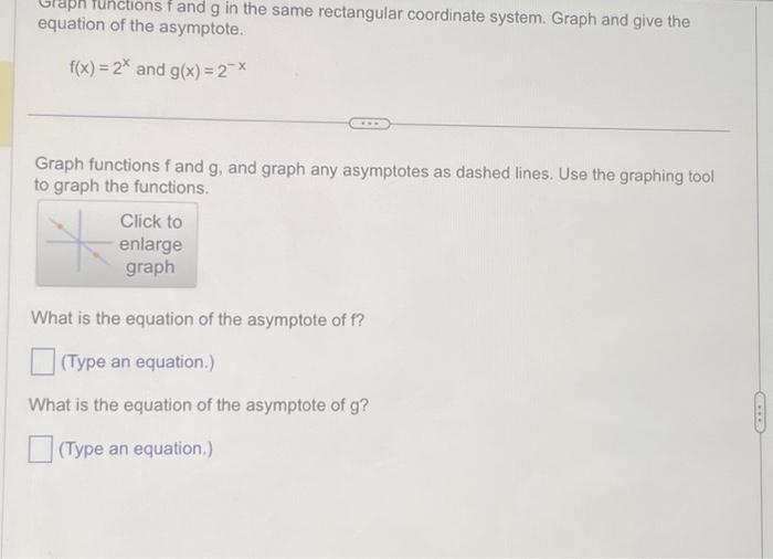 Solved functions f and g in the same rectangular coordinate | Chegg.com