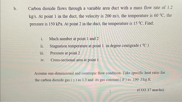 Solved Carbon dioxide flows through a variable area duct | Chegg.com