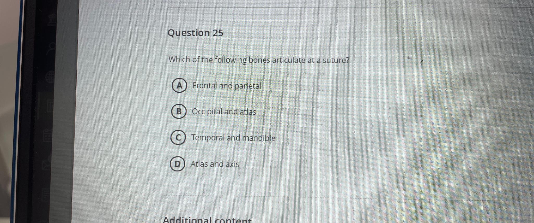Solved Question 25Which of the following bones articulate at | Chegg.com