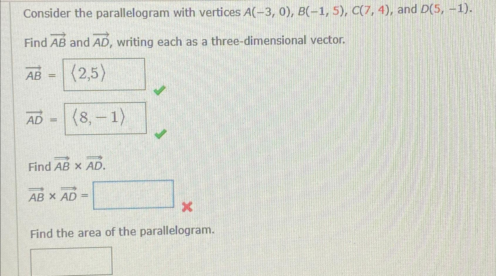 Solved Consider the parallelogram with vertices | Chegg.com