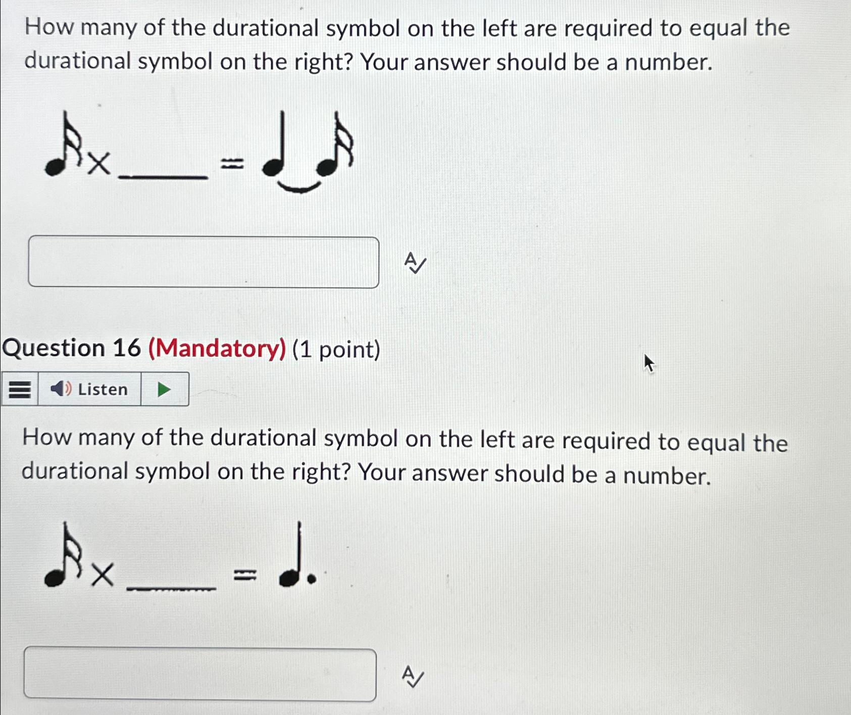 How many of the durational symbol on the left are | Chegg.com