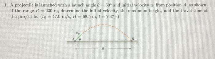 Solved A projectile is launched with a launch angle θ=50∘ | Chegg.com
