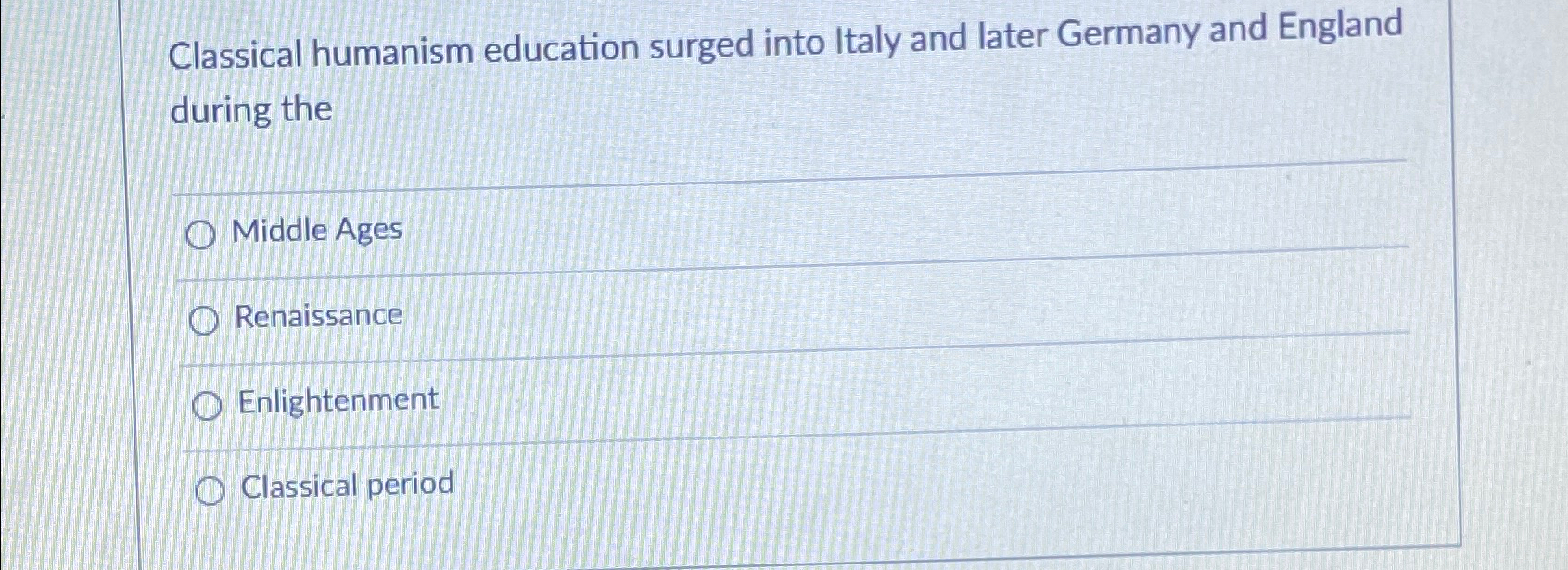 Solved Classical humanism education surged into Italy and | Chegg.com