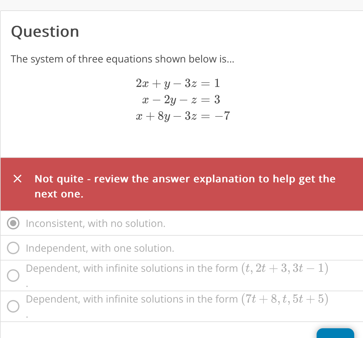 Solved QuestionThe system of three equations shown below | Chegg.com