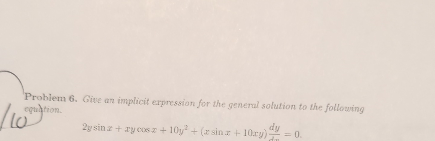 Problem 6. ﻿Give an implicit expression for the | Chegg.com