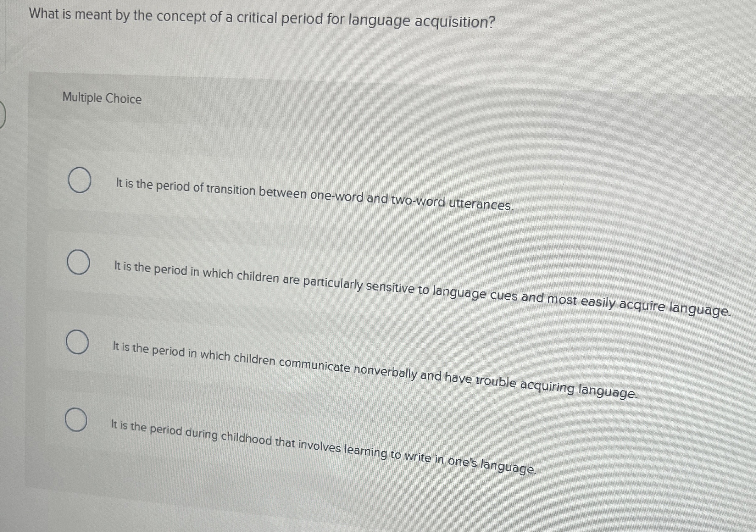 Solved What is meant by the concept of a critical period for | Chegg.com