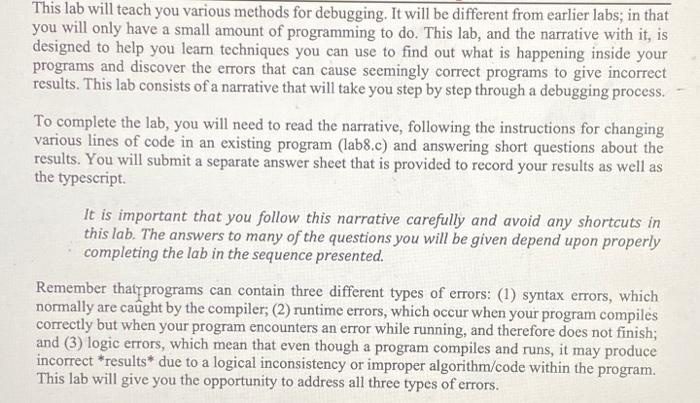 Solved This lab will teach you various methods for | Chegg.com