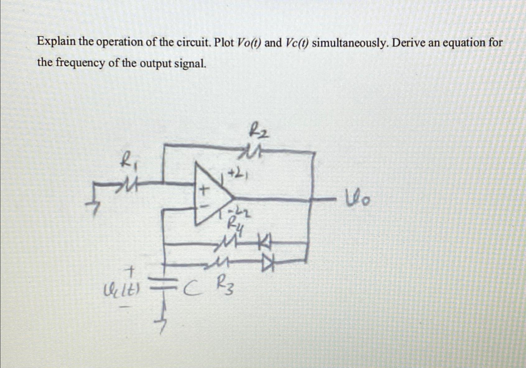Explain the operation of the circuit. Plot Vo(t) ﻿and | Chegg.com