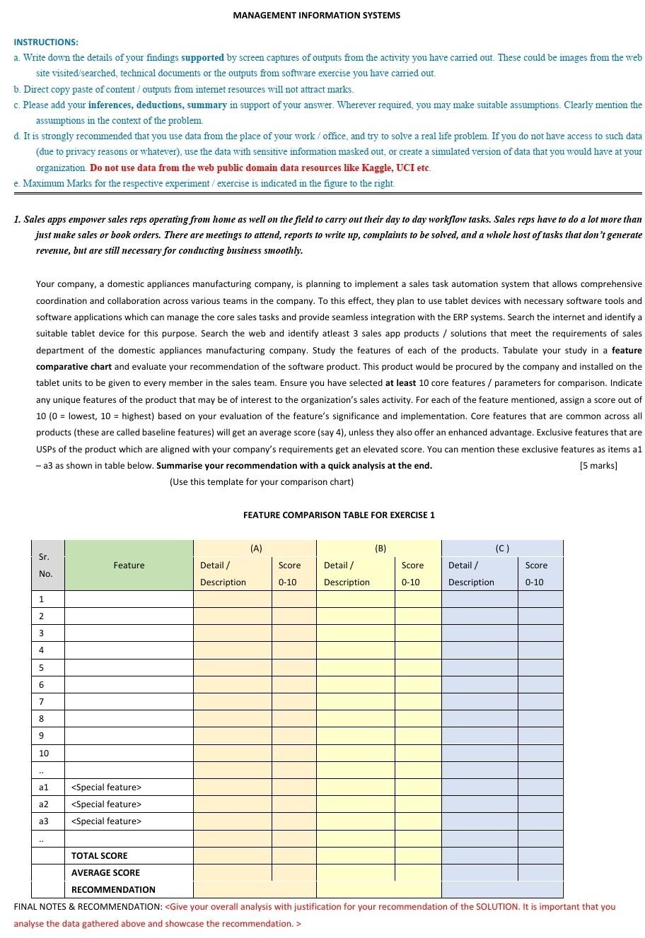 MANAGEMENT INFORMATION SYSTEMS INSTRUCTIONS: a. Write | Chegg.com