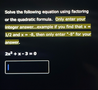 Solved Solve the following equation using factoring or the | Chegg.com