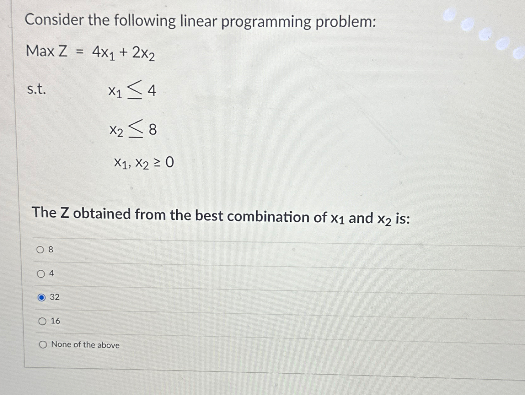 Solved Consider the following linear programming problem: | Chegg.com