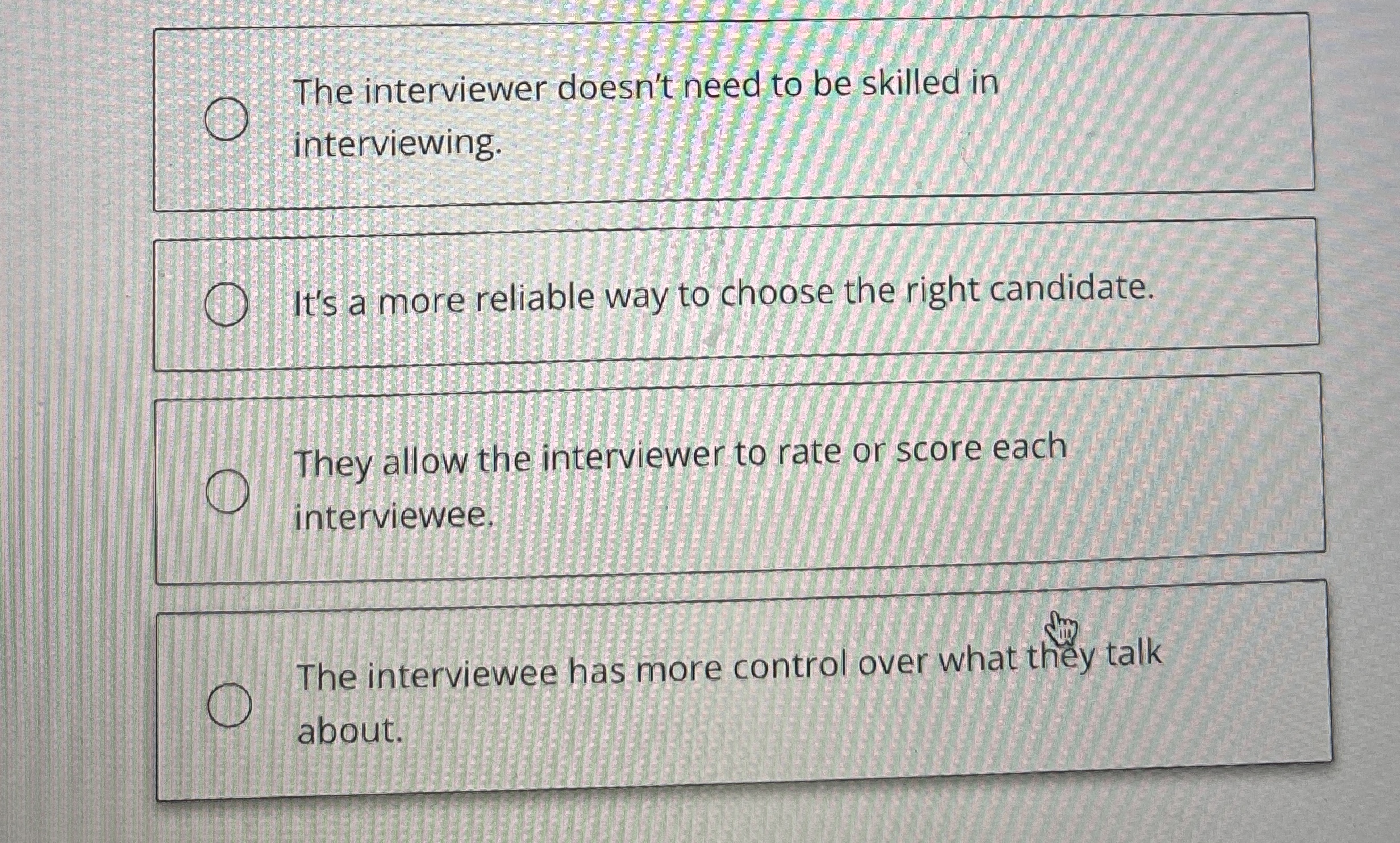 The interviewer doesn't need to be skilled | Chegg.com
