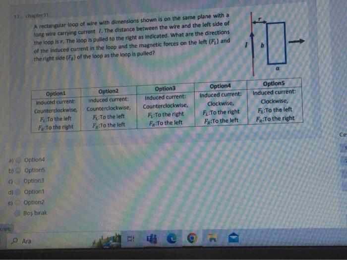 Solved b) C) d) e) 17- chapter31 A rectangular loop of wire | Chegg.com