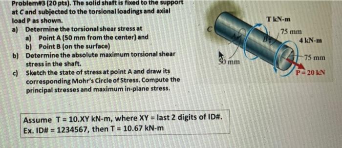 Solved Problem#3 (20 pts). The solid shaft is fixed to the | Chegg.com