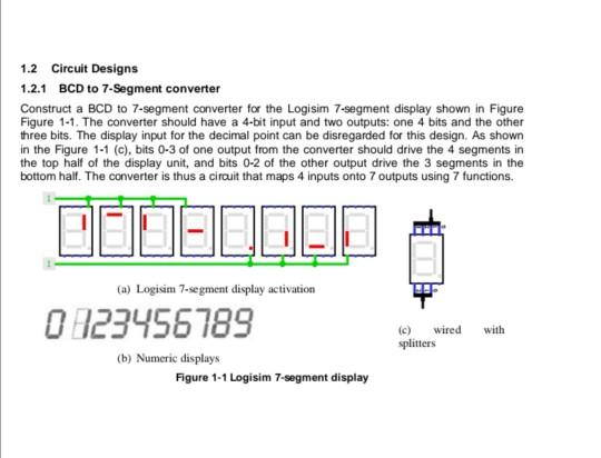Solved 1.2 Circuit Designs 1.2.1 BCD to 7-Segment converter | Chegg.com