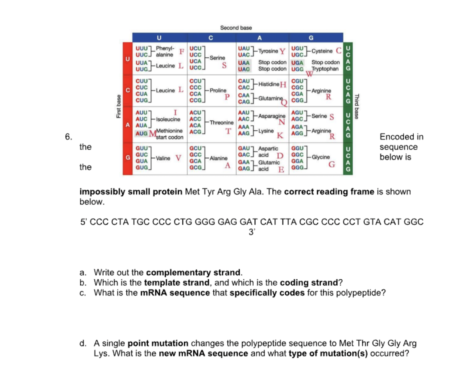 Solved 6. ﻿Encoded in sequence below is impossibly small | Chegg.com
