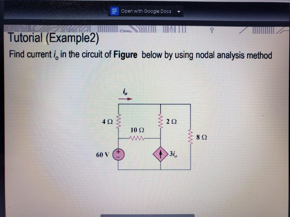 Solved Open with Google Docs Tutorial (Example) Find current | Chegg.com