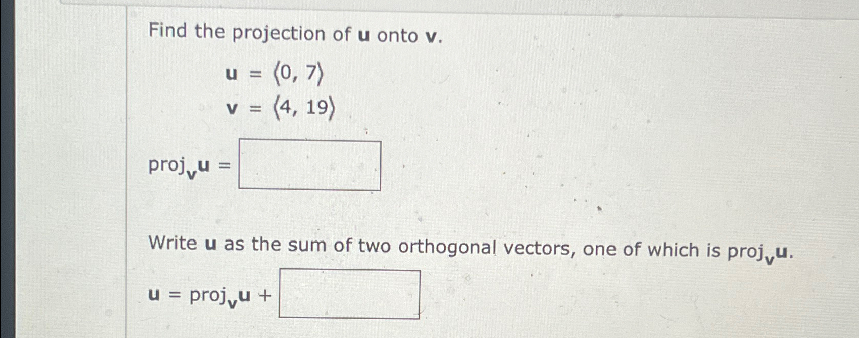 Solved Find the projection of u ﻿onto | Chegg.com