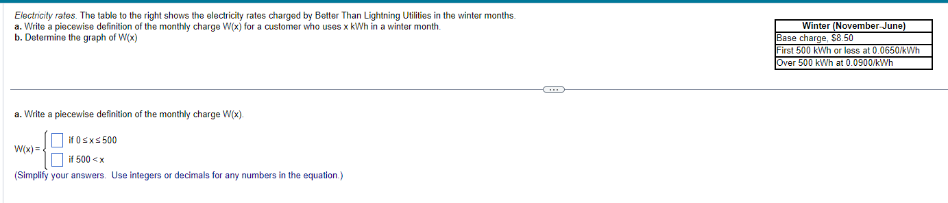 Solved Electricity rates. The table to the right shows the | Chegg.com