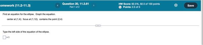 Solved Find an equation for the elipse. Graph the equation. | Chegg.com