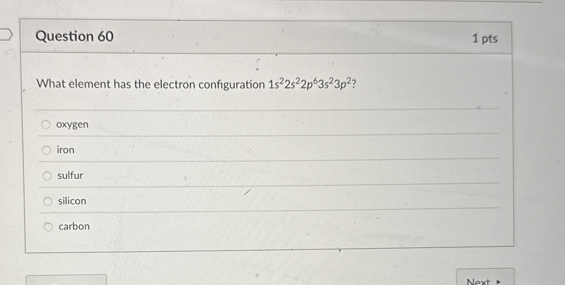 Solved Question 60What element has the electron | Chegg.com