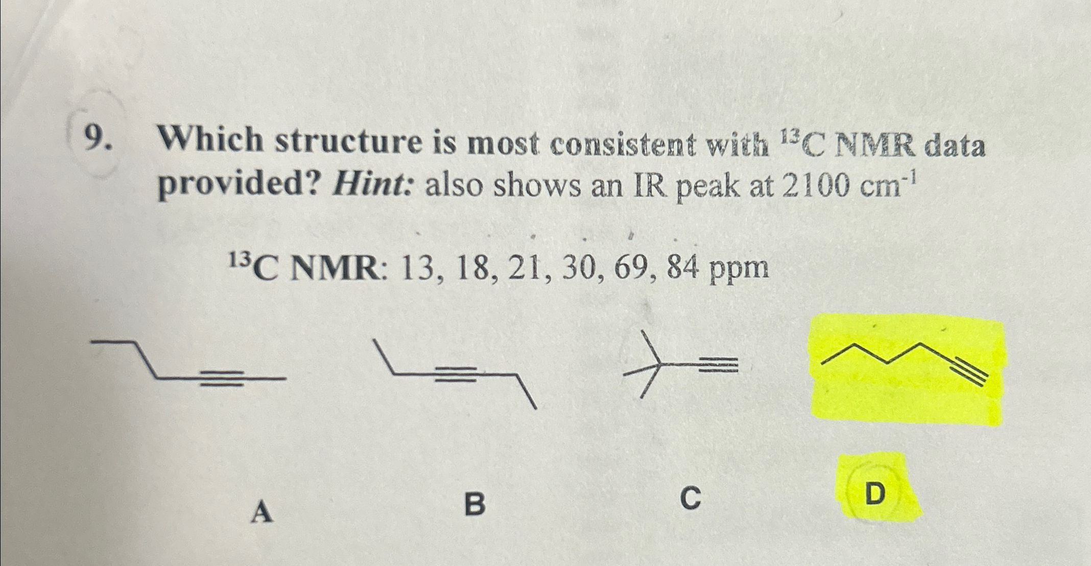 Solved Which structure is most consistent with ?13C ﻿NMR | Chegg.com