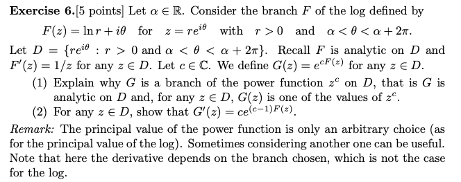 Solved Exercise 6.[5 ﻿points] ﻿Let αinR. ﻿Consider the | Chegg.com