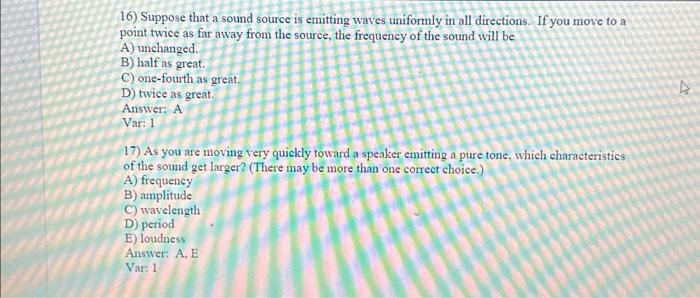 Solved 13) What characteristics of a sound wave are related | Chegg.com