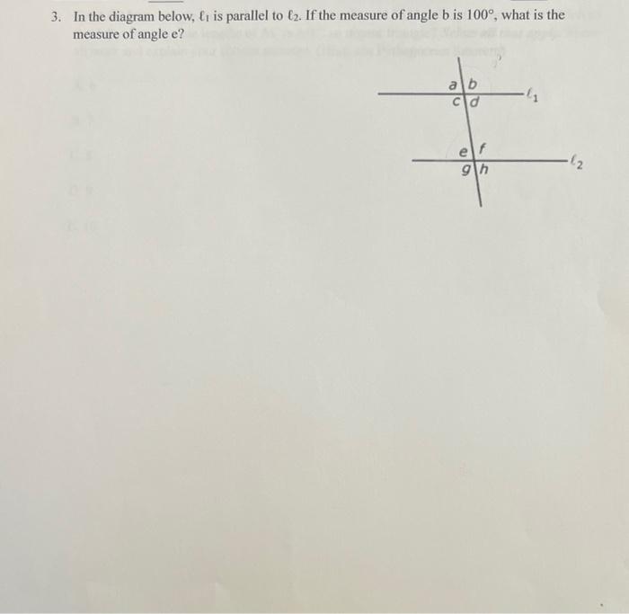 Solved 3. In the diagram below, ℓ1 is parallel to ℓ2. If the | Chegg.com