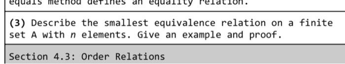 Solved quals qual (3) Describe the smallest equivalence | Chegg.com