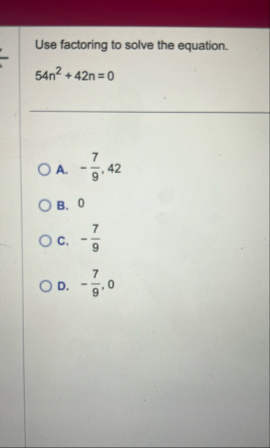 Solved Use factoring to solve the | Chegg.com