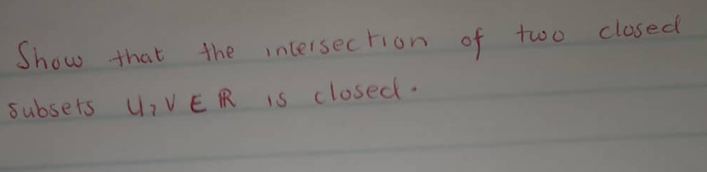 Solved Show that the intersection of two closed subsets | Chegg.com