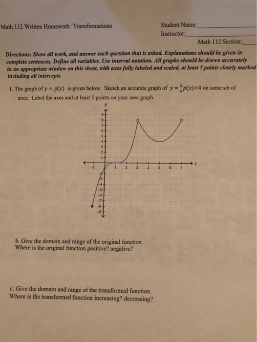 Solved Student Name: Math 112 Written Homework: | Chegg.com