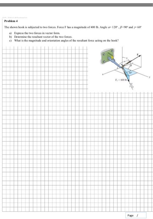 Solved Problem 4 The shown hook is subjected to two forees. | Chegg.com