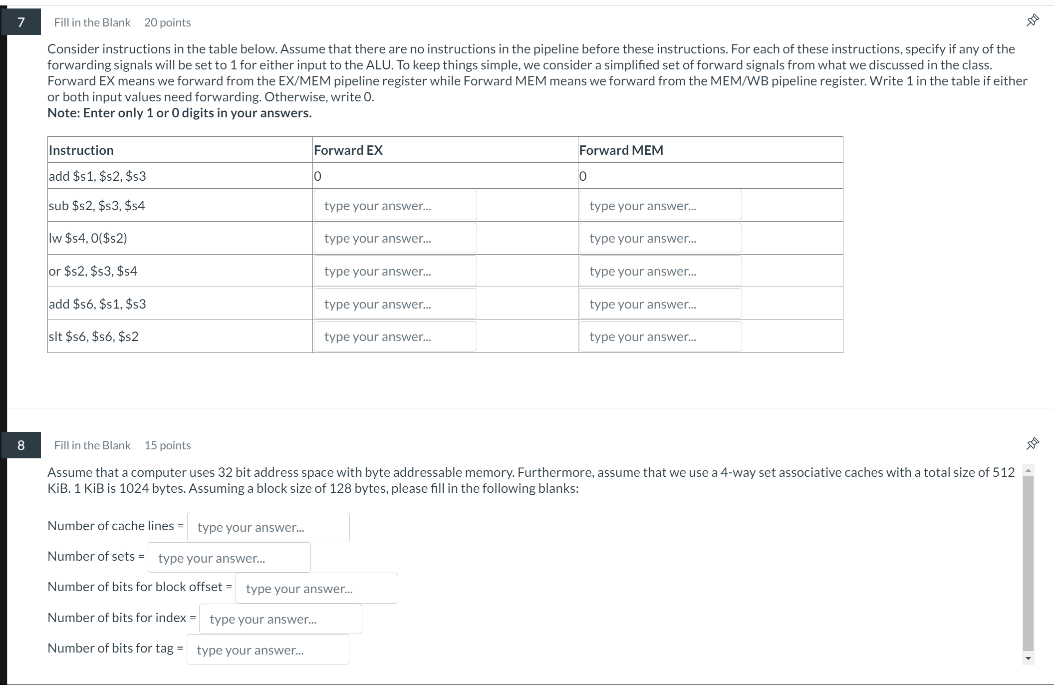 Solved Fill in the Blank 20 ﻿pointsConsider instructions in | Chegg.com