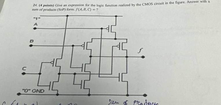 Solved (4 ﻿points) ﻿Give an expression for the logic | Chegg.com