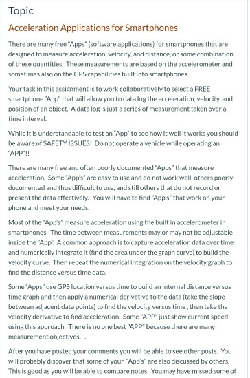 Solved Topic: Acceleration Applications for | Chegg.com